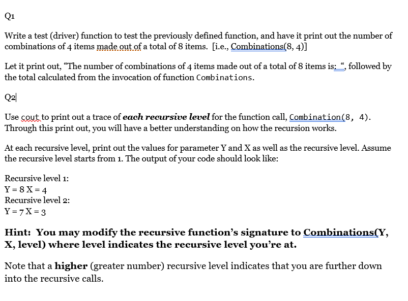 Has to be in C++, Q1 and Q2 are realted so question 1 | Chegg.com