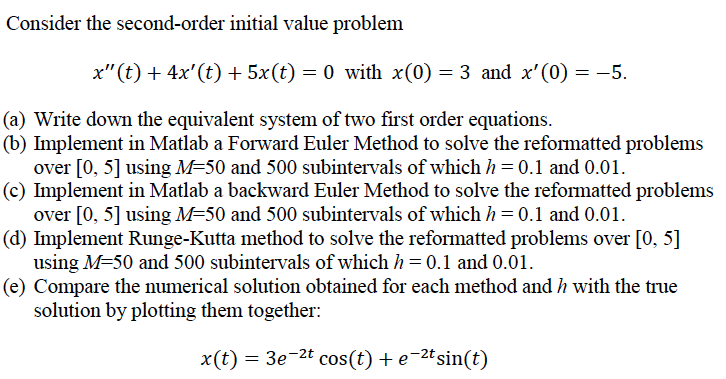 Solved Consider the second-order initial value problem x"(t) | Chegg.com