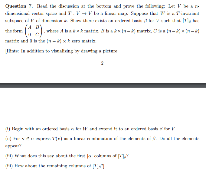 Solved Question 6. Let V and W be finite dimensional vector | Chegg.com