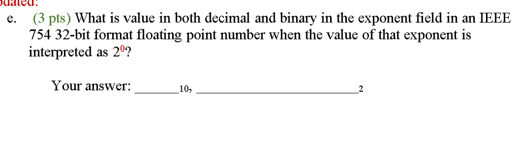Solved dated. (3 pts) What is value in both decimal and | Chegg.com
