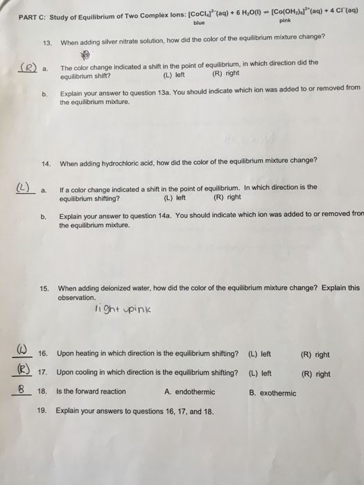Solved Study of Equilibrium of Two Complex Ions: | Chegg.com