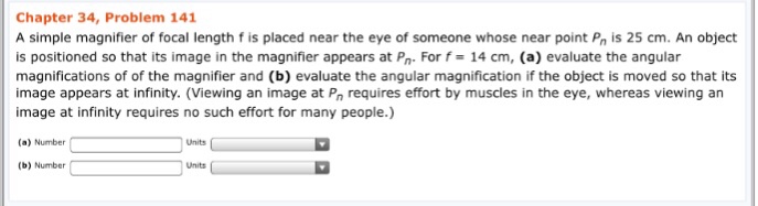 Solved A simple magnifier of focal length f is placed near | Chegg.com