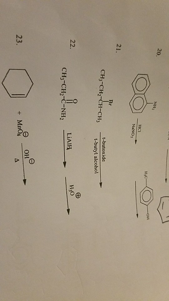 Solved 20. NH NaNO2 21. t-butoxide CH3 CH2-CH-CH3 t-butyl | Chegg.com