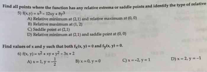 Solved Find all points where the function has any relative | Chegg.com