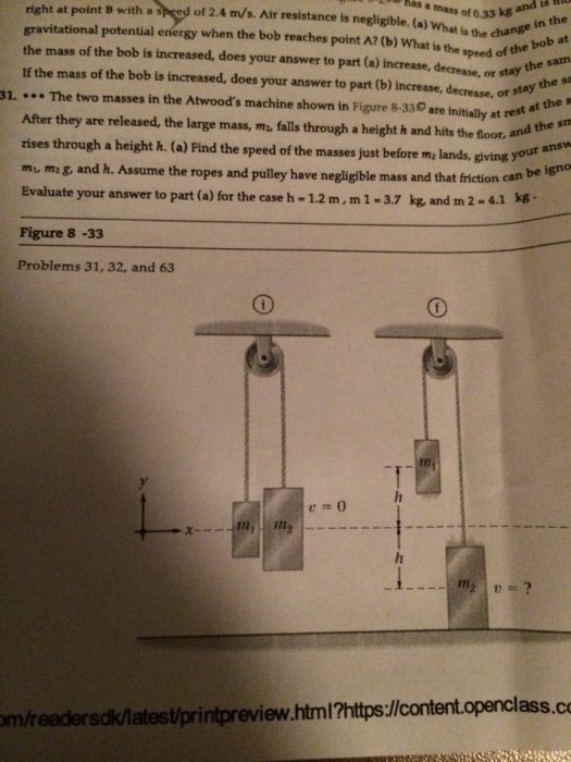 Solved In the Atwood's machine of Problem 31, the mass m2 | Chegg.com