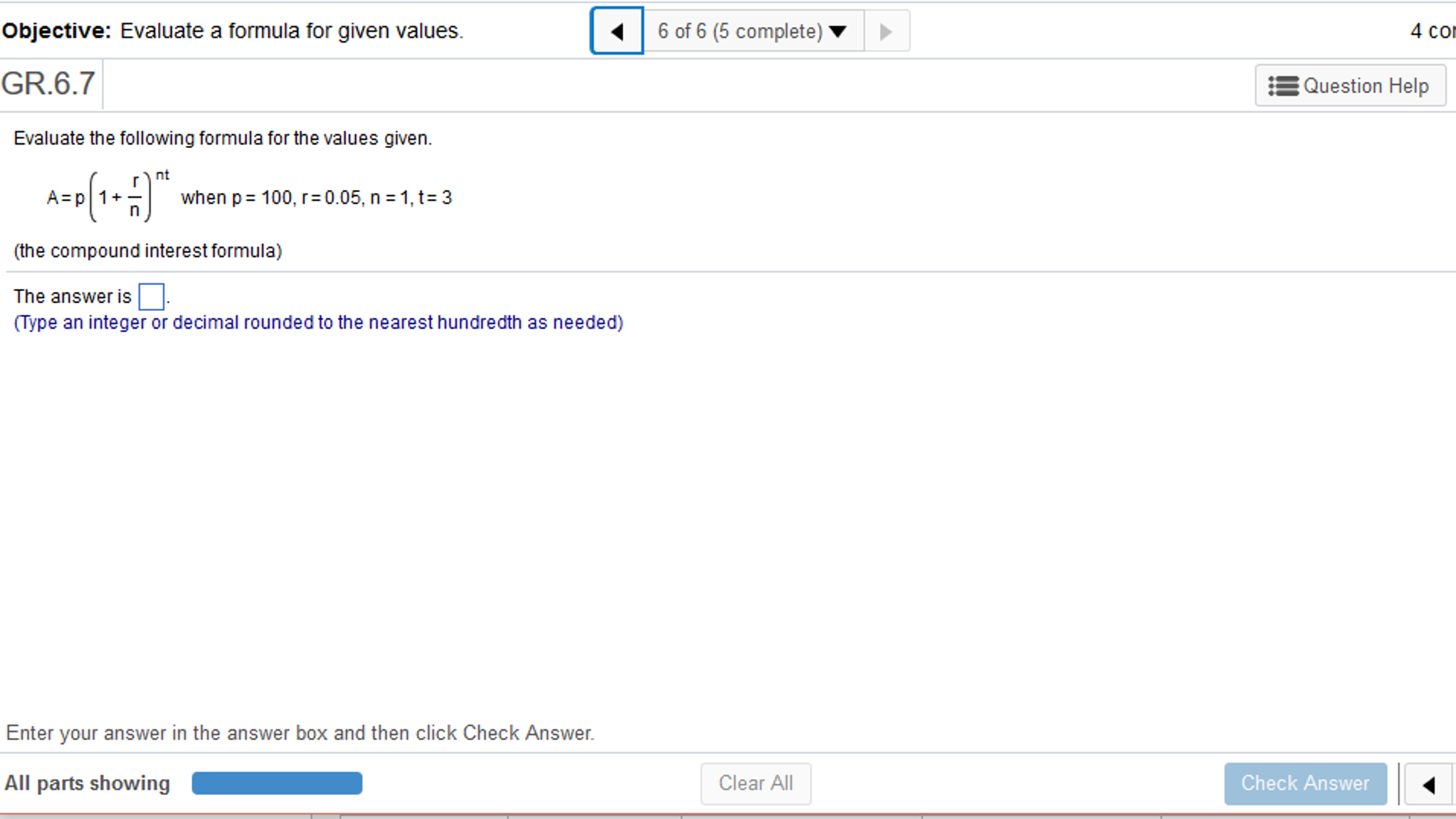 Solved Evaluate the following formula for the values given. | Chegg.com
