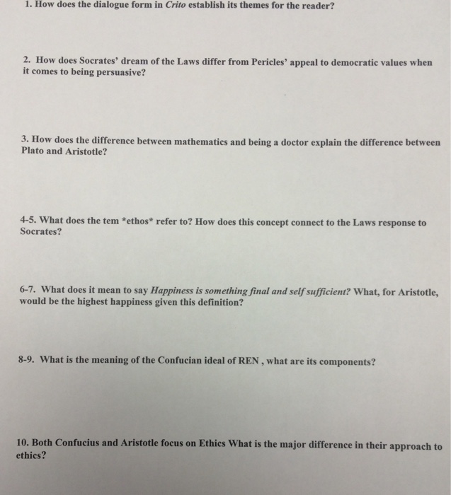 1. How does the dialogue form in Crito establish its | Chegg.com