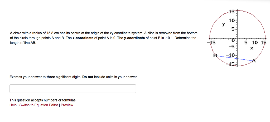 Solved 10 5 A circle with a radius of 15.8 cm has its centre | Chegg.com