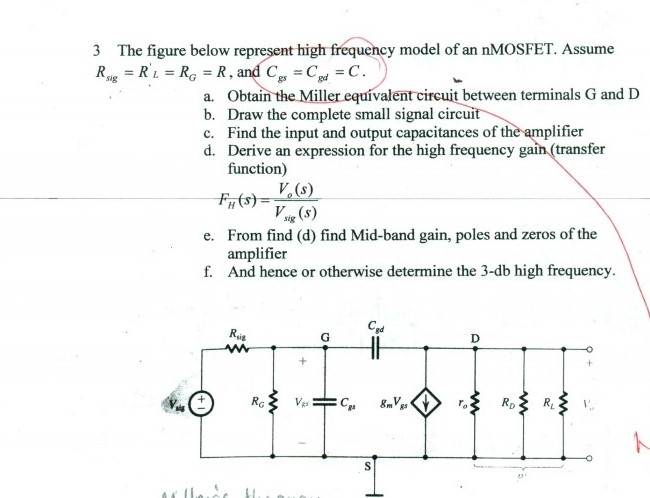 Solved The figure below represent high frequency model of an | Chegg.com