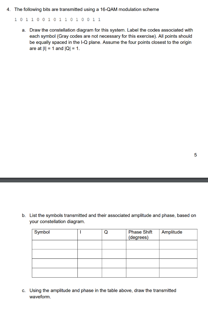 4 The Following Bits Are Transmitted Using A 16 Qam