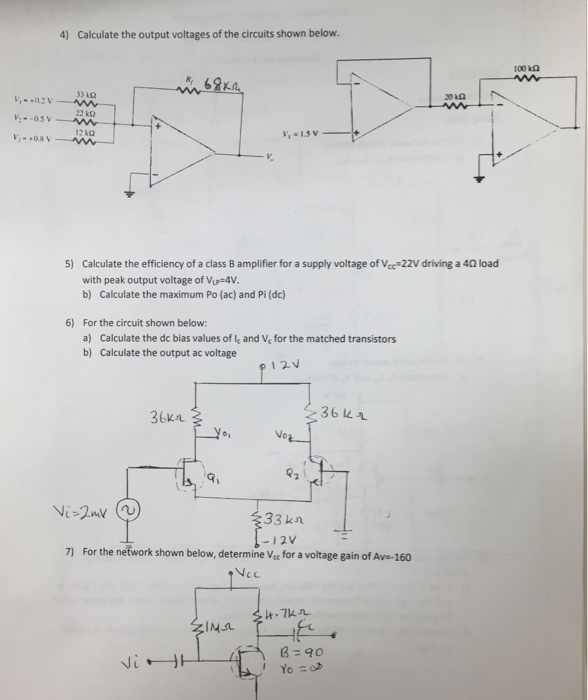 Solved Calculate the output voltages of the circuits shown | Chegg.com Solved Calculate the output voltages of the circuits shown | Chegg.com