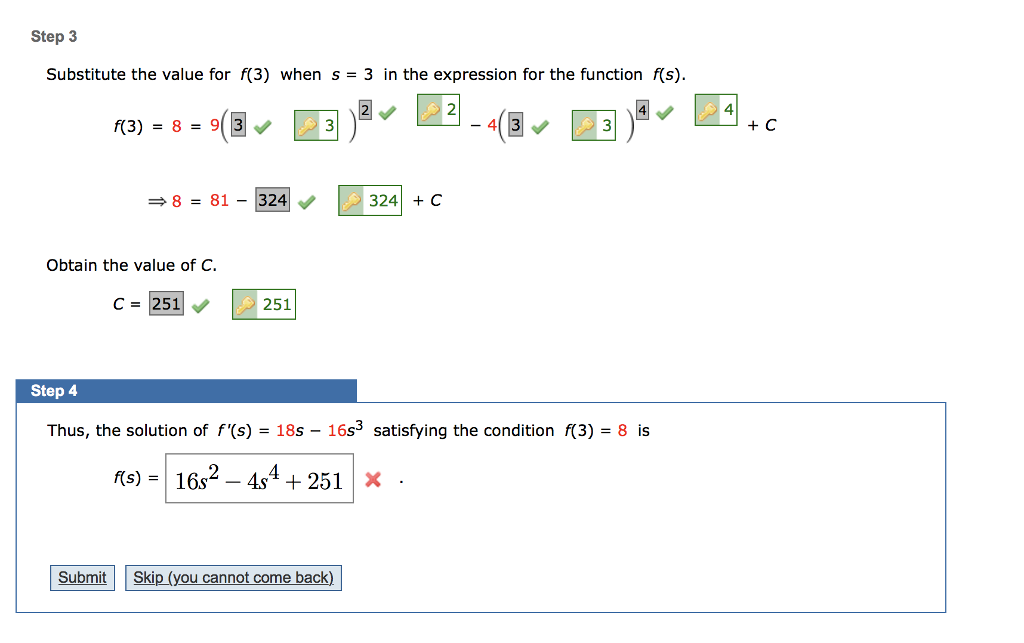 Solved Step 3 Substitute the value for f(3) when s 3 in the | Chegg.com