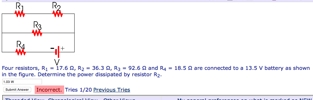 Solved Four resistors, R1 = 17.6 ohm, R2 = 36.3 ohm, R3 = | Chegg.com