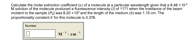 Solved Calculate the molar extinction coefficient | Chegg.com