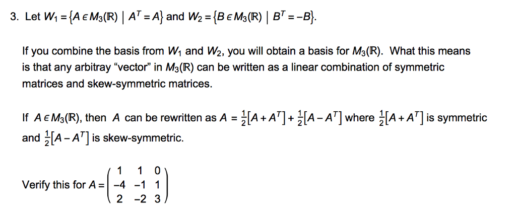 Solved For each of the following subspaces, determine a | Chegg.com