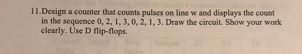 Solved 11.Design a counter that counts pulses on line w and | Chegg.com