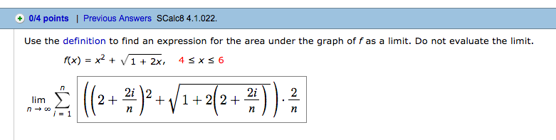 Solved Use the definition to find an expression for the area | Chegg.com