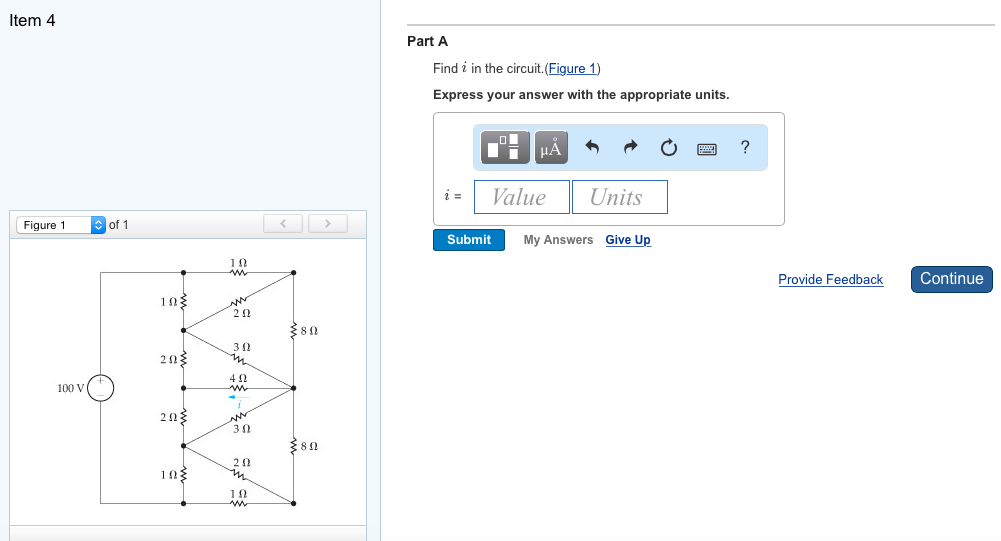 Solved Find i in the circuit.(Figure 1) Express your | Chegg.com