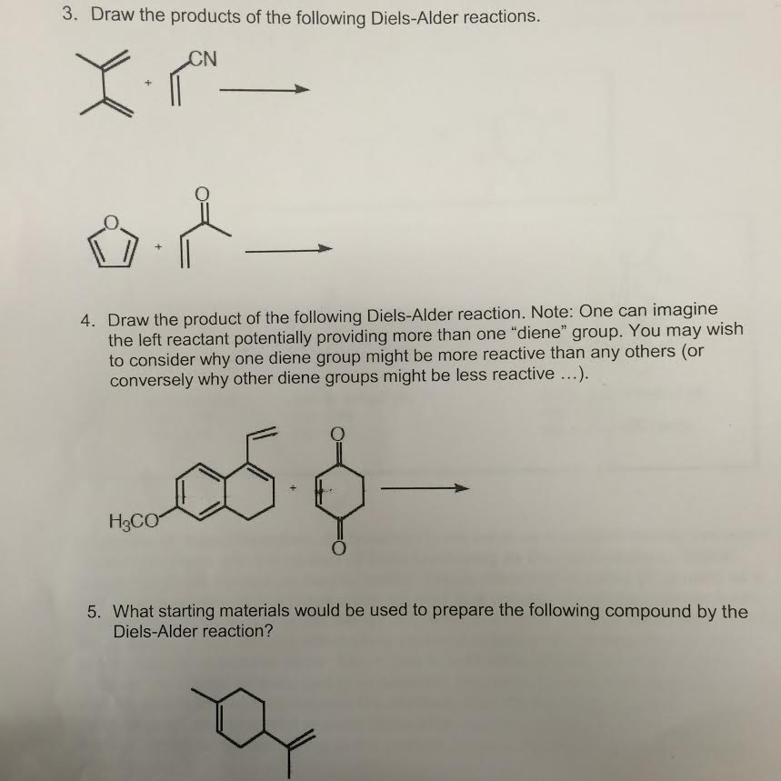 Solved Draw the products of the following Diels-Alder | Chegg.com