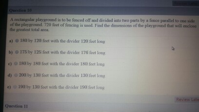 Solved A rectangular playground is to be fenced off and | Chegg.com