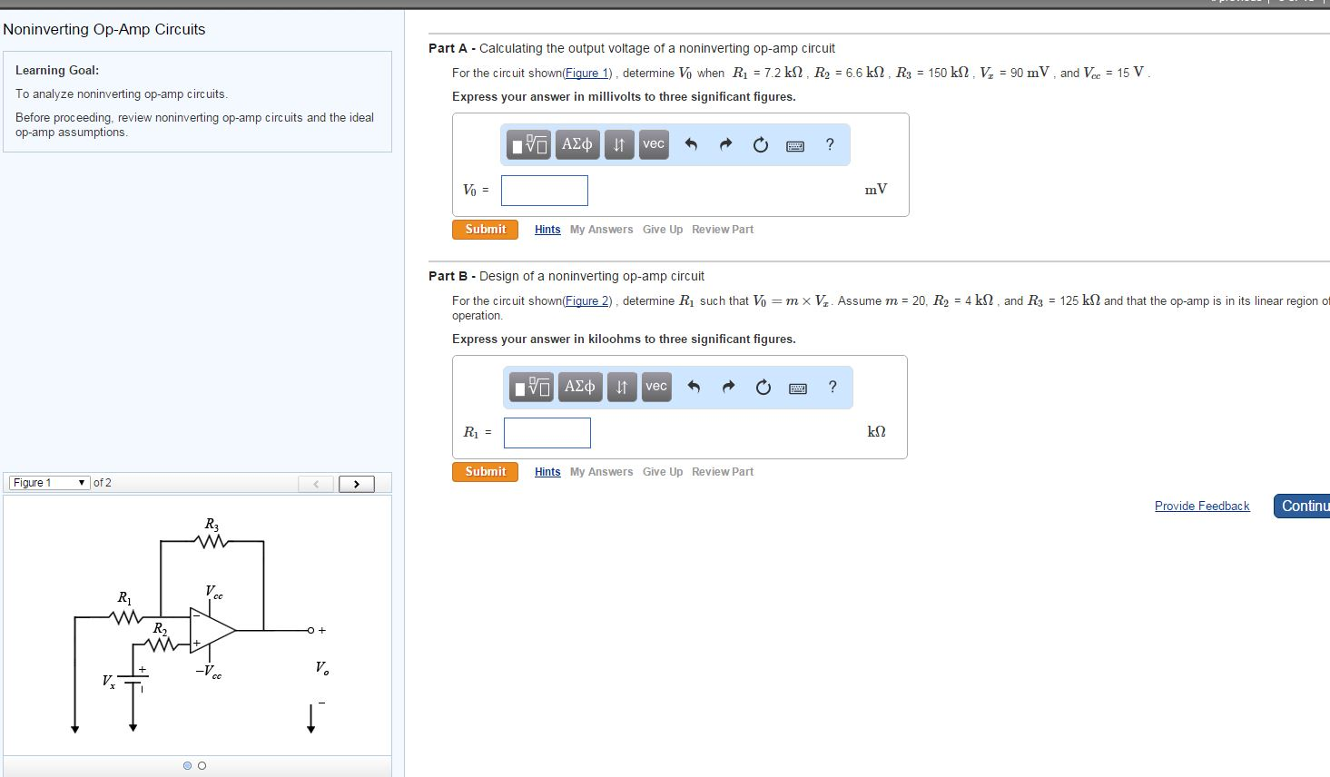 Solved Noninverting Op-Amp Circuits Learning Goal: To | Chegg.com
