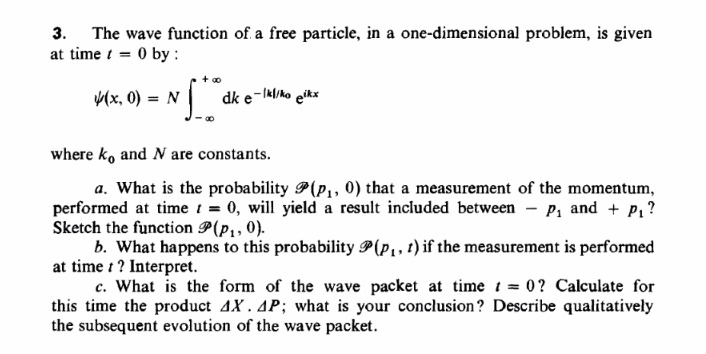 3. The wave function of a free particle, in a | Chegg.com