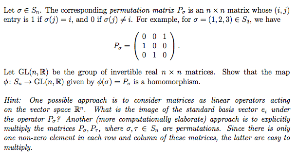 Solved Let sigma S_n. The corresponding permutation matrix | Chegg.com