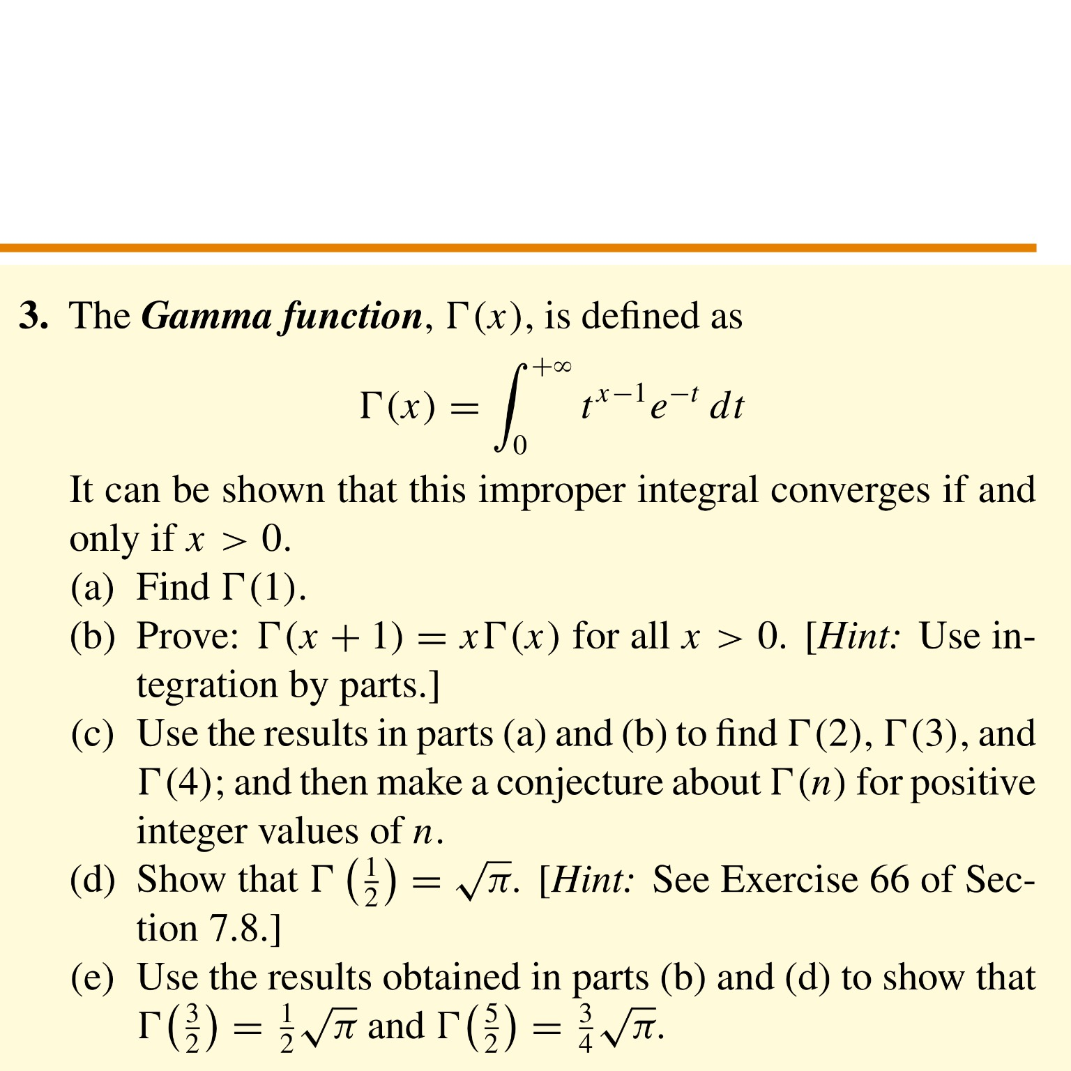 Solved 3 The Gamma Function 「 X Is Defined As 「 X 0 It