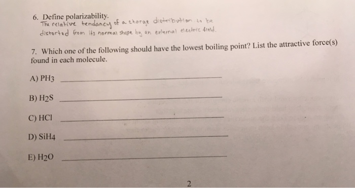 Solved Define polarizability. Which one of the following | Chegg.com