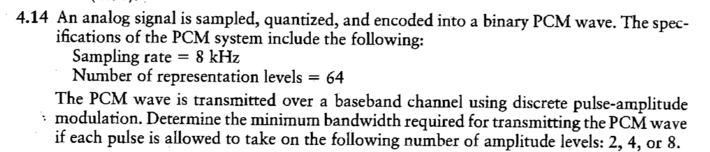 Solved 414 An Analog Signal Is Sampled Quantized And