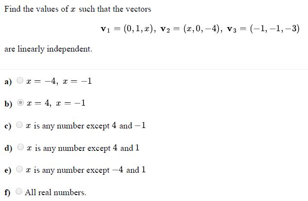 Solved Find the values of x such that the vectors v1 = | Chegg.com