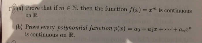 Solved 1e(a) Prove that if me N, then the function f(x) rove | Chegg.com