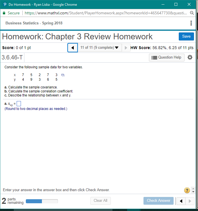 Solved P Do Homework - Ryan Liska - Google Chrome 숲 Secure | | Chegg.com
