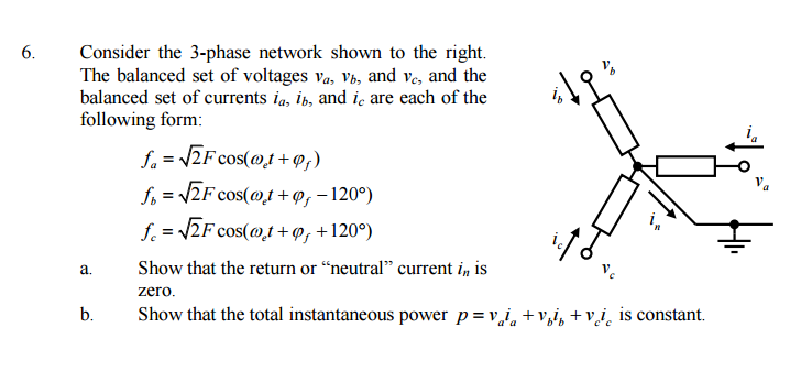 Solved 6. Consider the 3-phase network shown to the right. | Chegg.com