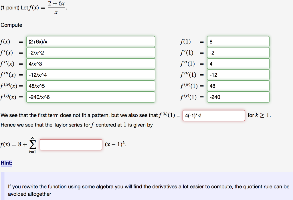 Solved Let f(x) = 2 + 6x/x. Compute We see that the first | Chegg.com