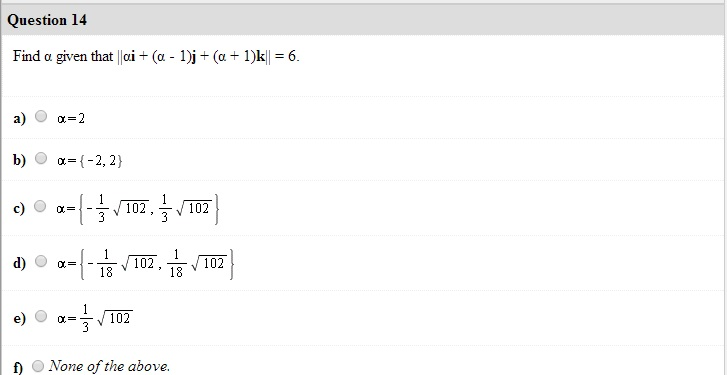 Solved Find alpha given that ||alpha i + (alpha - 1)j + | Chegg.com