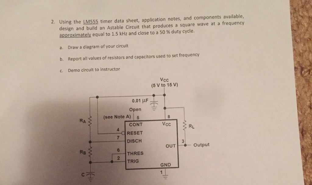 Solved 2. Using the LM555 timer data sheet, application | Chegg.com