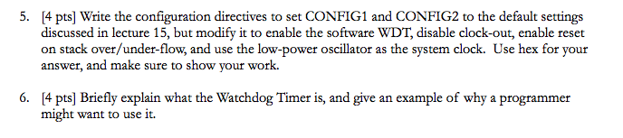 Solved Write the configuration directives to set CONFIG 1 | Chegg.com