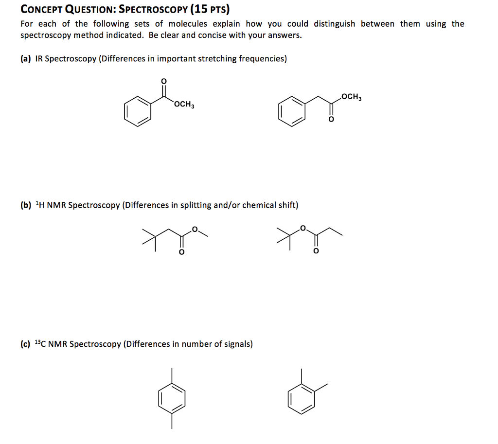 Solved CONCEPT QUESTION: SPECTRoscoPY (15 PTs) For each of | Chegg.com