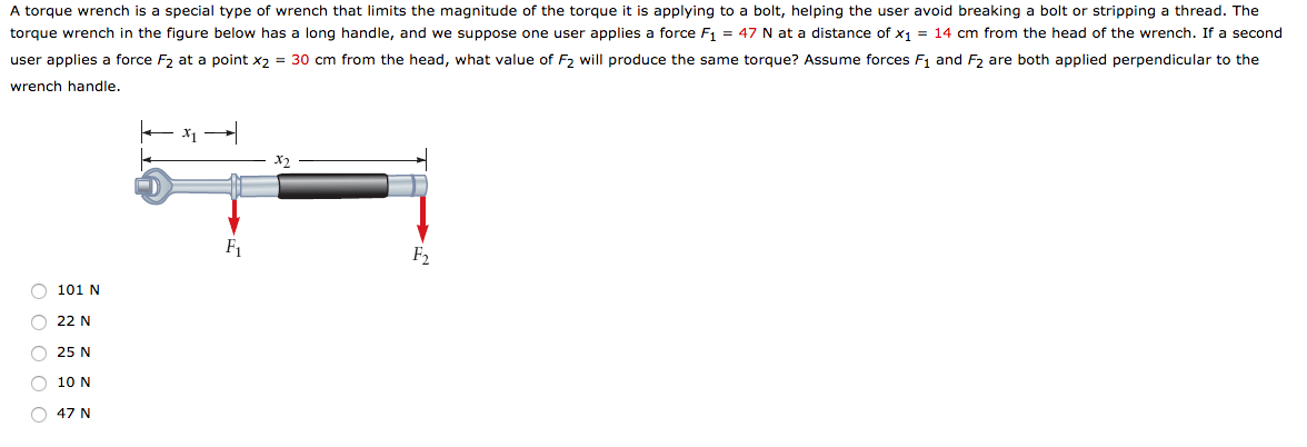 Solved A torque wrench is a special type of wrench that | Chegg.com