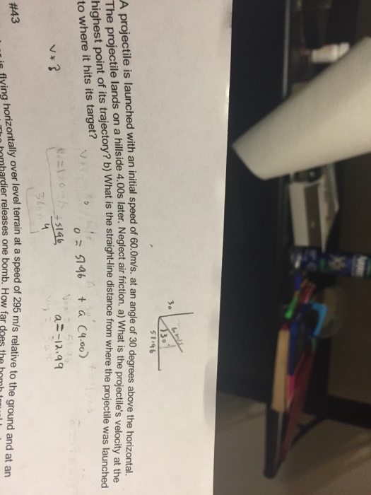 Solved A Projectile Is Launched With An Initial Speed Of 60