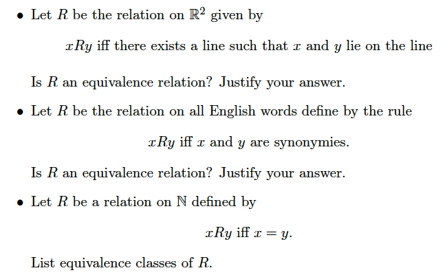 Solved Let R be the relation on R^2 given by xRy iff there | Chegg.com