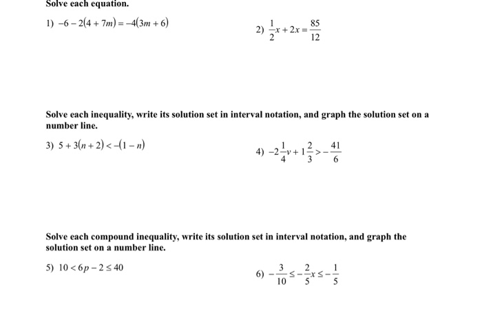 Solved Solve Each Equation 6 24 7m 43m 6 5786