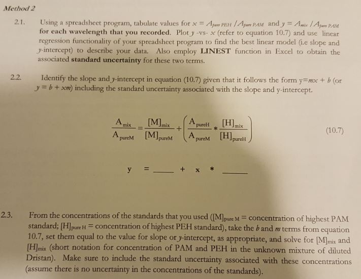 Method 2 2.1. Using a spreadsheet program, tabulate | Chegg.com