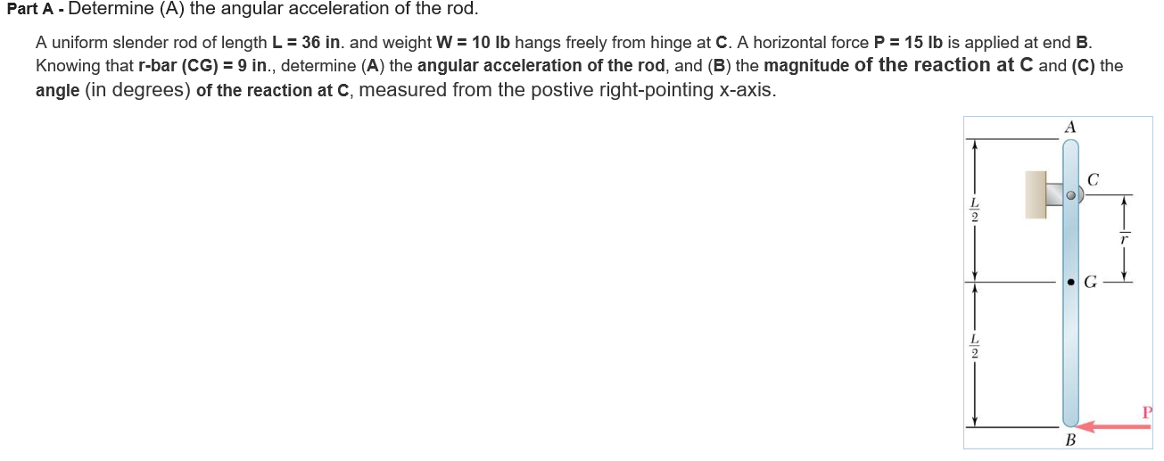 Solved: Determine (A) The Angular Acceleration Of The Rod.... | Chegg.com
