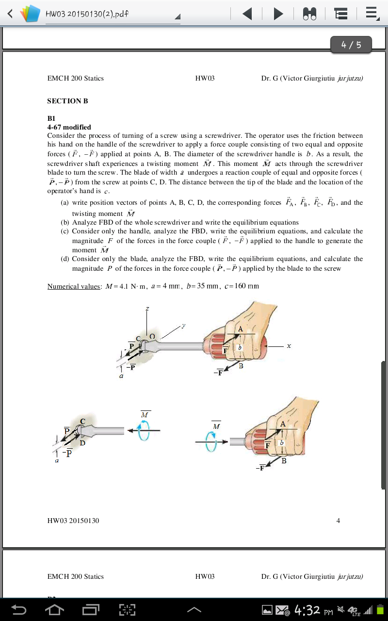 Solved Consider the process of turning a screw with a | Chegg.com