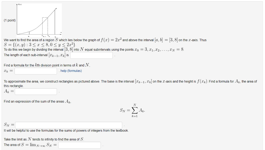 Solved (1 point) We want to find the area of a region S | Chegg.com
