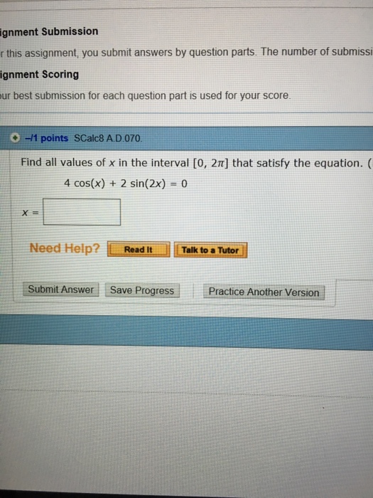 Solved Find all values of x in the interval [0, 2 pi] that | Chegg.com