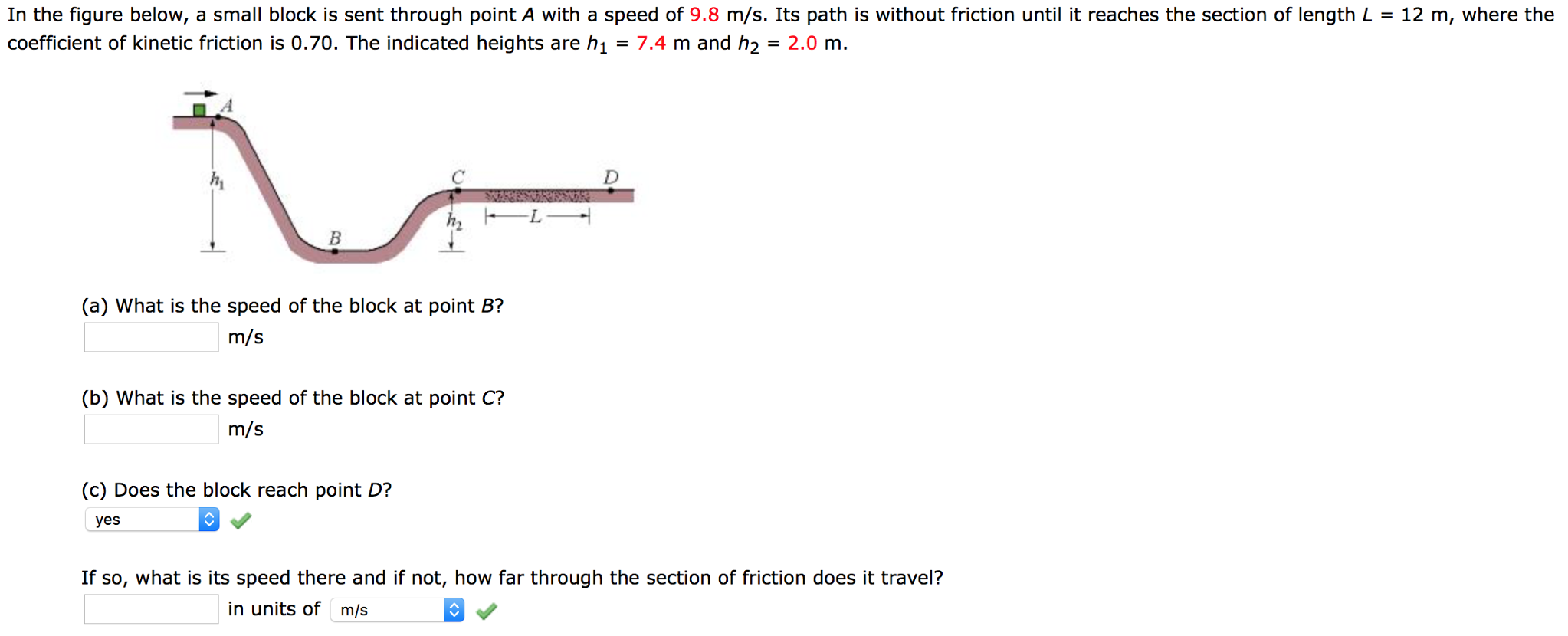 Solved In the figure below, a block is sent sliding down a | Chegg.com