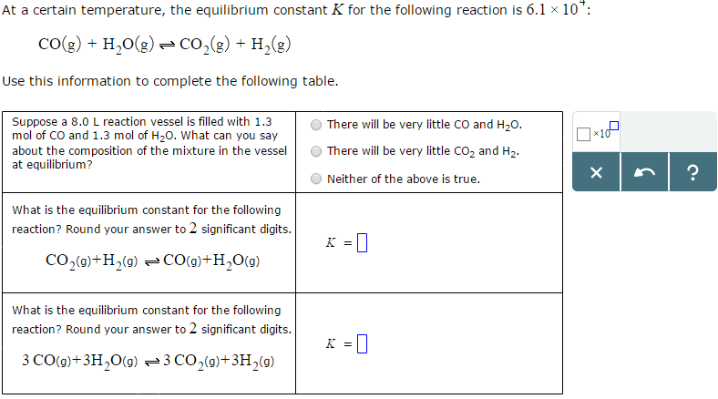 Solved At A Certain Temperature The Equilibrium Constant K
